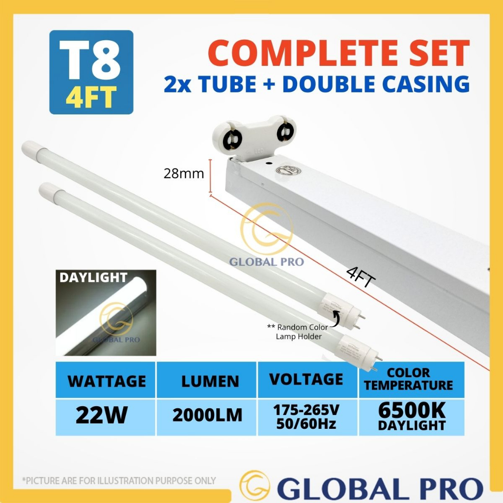 [FULL SET] DOUBLE 4FT T8 Led Tube Light Lampu Kalimantang LED Set Lampu Panjang LED Ceiling ...