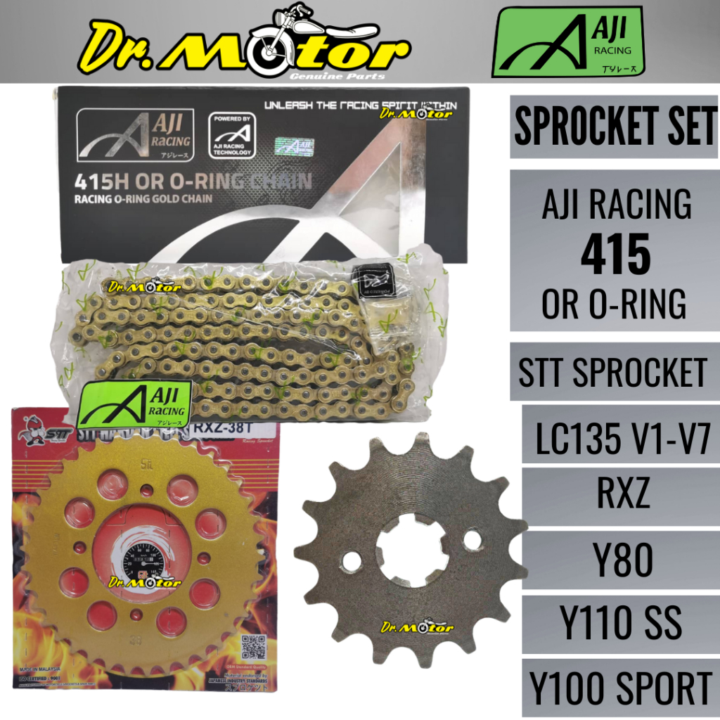 YAMAHA RXZ Y125Z LC135 415 AJI RACING ERO KLO ORING CHAIN RANTAI GOLD ...