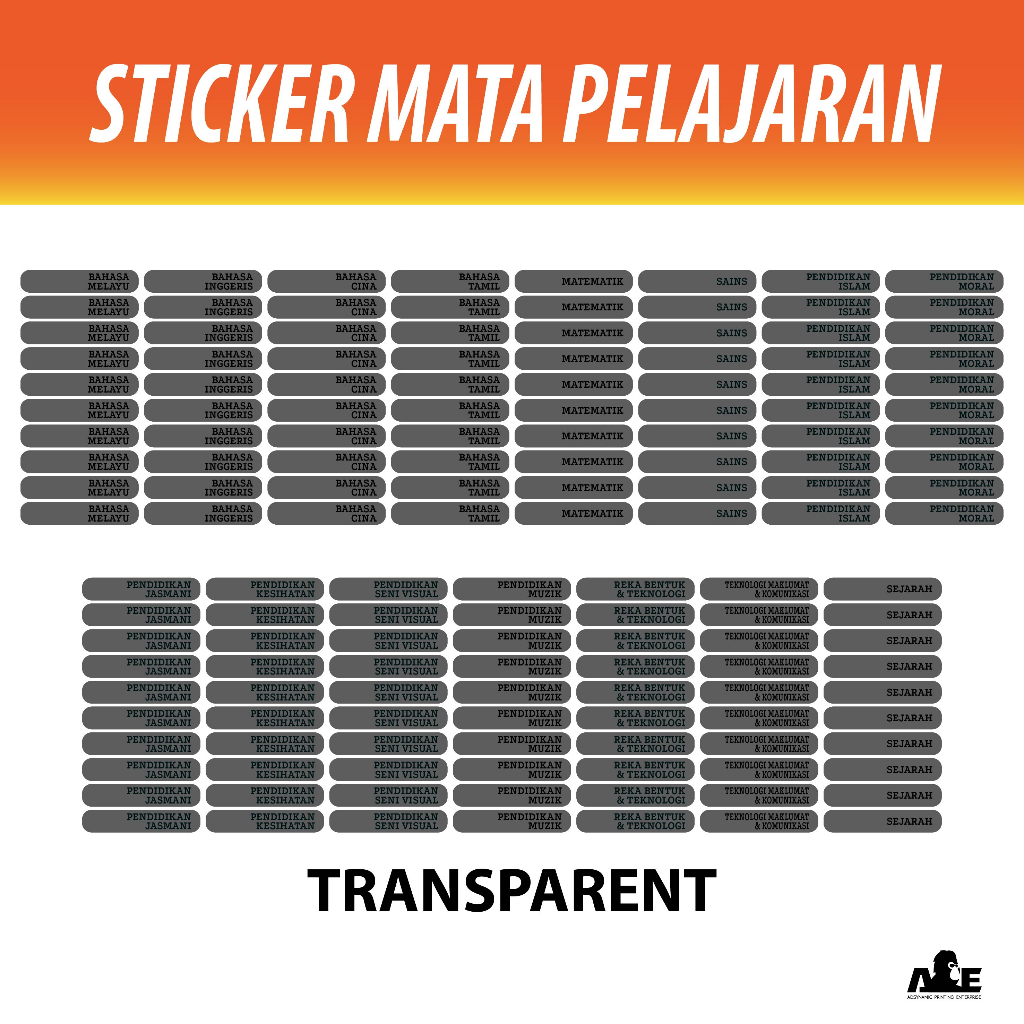 Stiker Mata Pelajaran | Sticker Subject | Subjek Sekolah Rendah ...