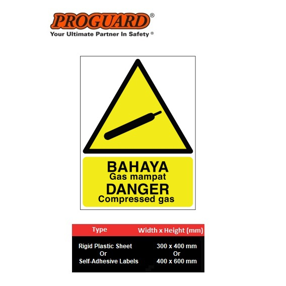 "Danger Compressed Gas" Safety Warning Sign Indoor Outdoor Building ...