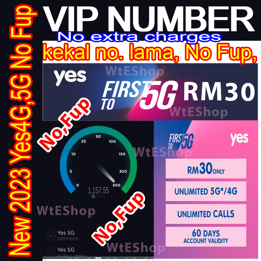 PREPAID YES SIM 4G-5G NO FUP ( kekal no. lama, VIP no.) + UNLIMITED ...