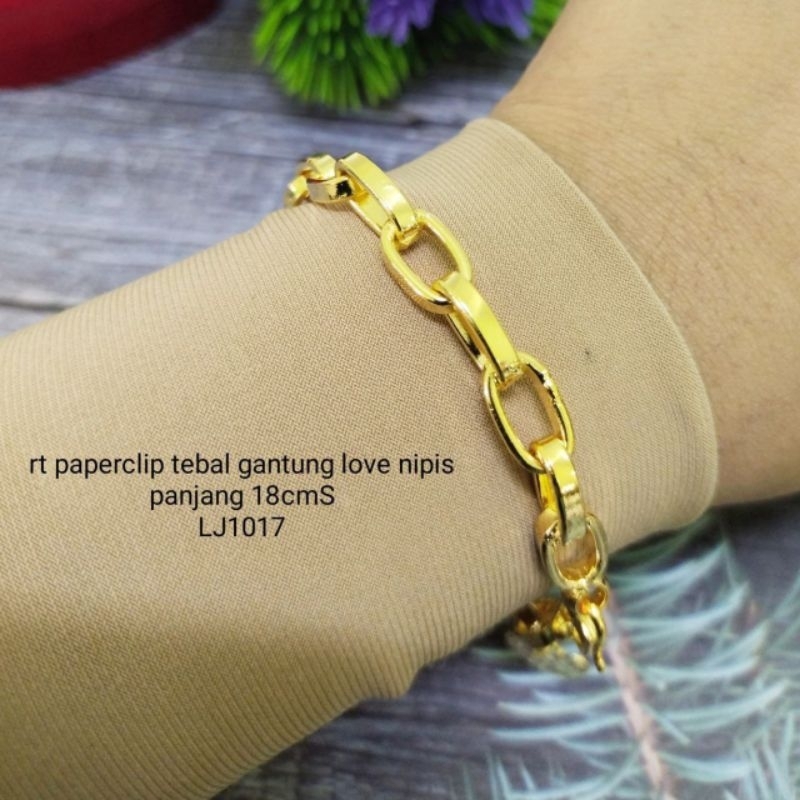 rantai tangan paper clip tebal emas bangkok | Shopee Malaysia