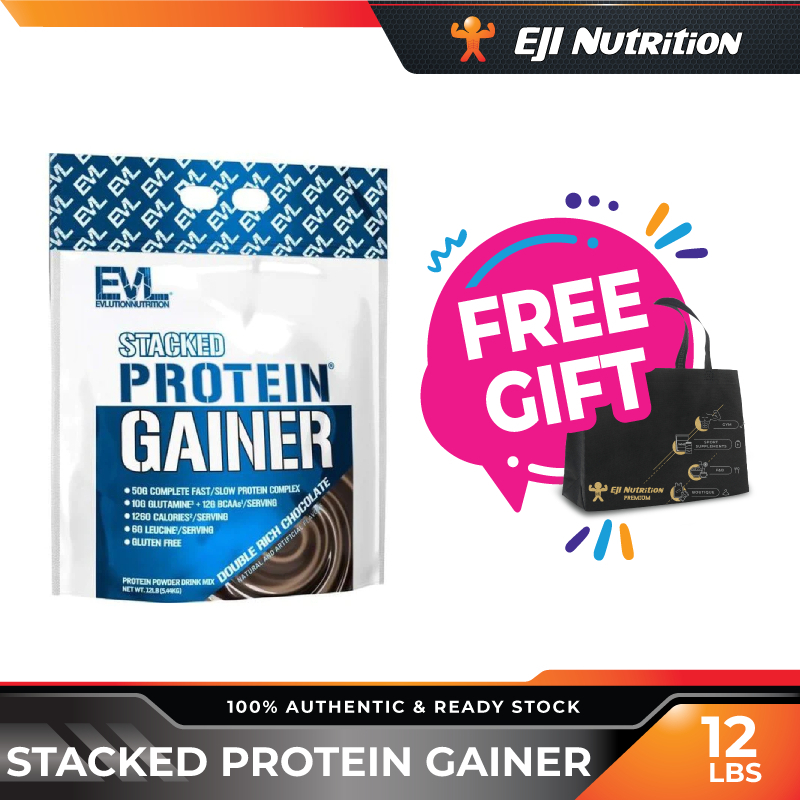 [halal Weight Gainer] Evl Stacked Protein Gainer 12lbs Free Eco Bag