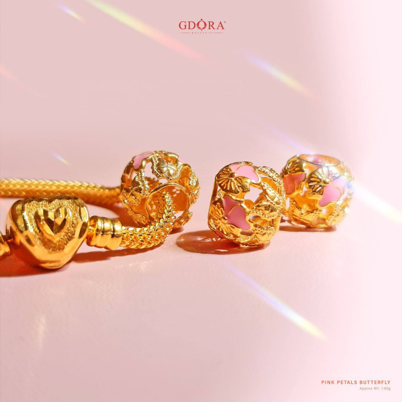 Niza Dora Gold GDora Pink Petals Butterfly Bead | Shopee Malaysia