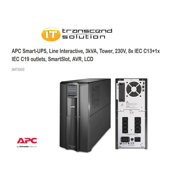 APC Smart-UPS, Line Interactive, 3kVA, Tower, 230V, 8x IEC C13+1x IEC C19 outlets, SmartSlot ...