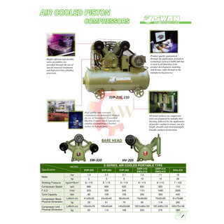 Swan SVP-205 Air Compressor 8 Bar, 5HP, 620rpm, 545L/min, 168kg (NEW ...