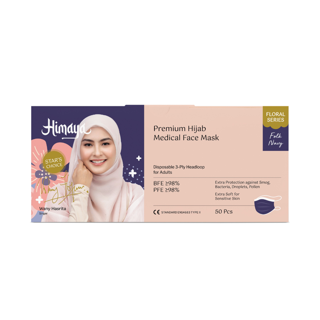 Himaya 3-Ply Hijab Premium Medical Face Mask - Folk Navy (HIMAYA ...