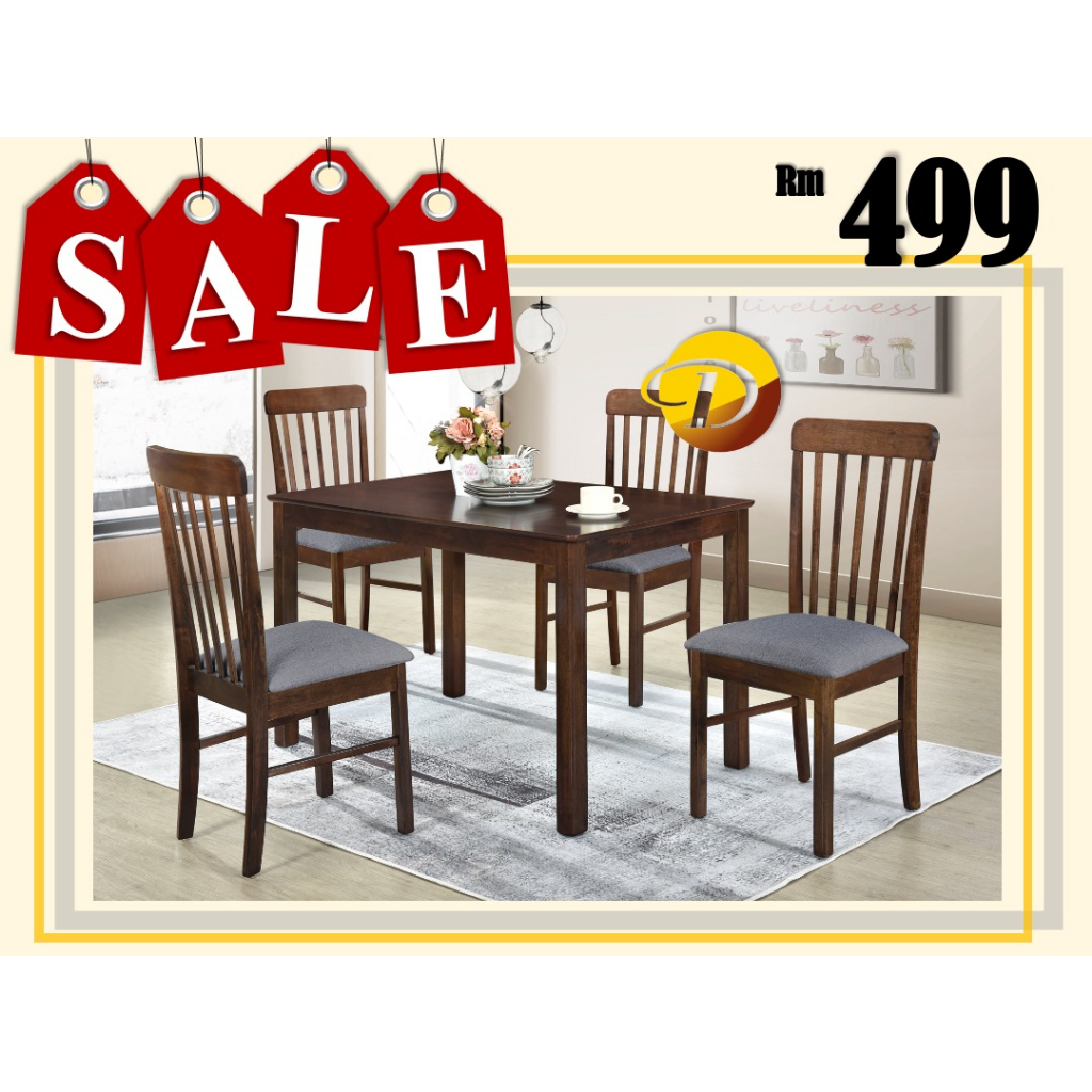 𝐃𝐨𝐦𝐧𝐢𝐜𝐬 𝐑𝐄𝐀𝐃𝐘 𝐒𝐓𝐎𝐂𝐊 DB 757 (1+4) Wooden Dining Set [Colour Dark Brown ...