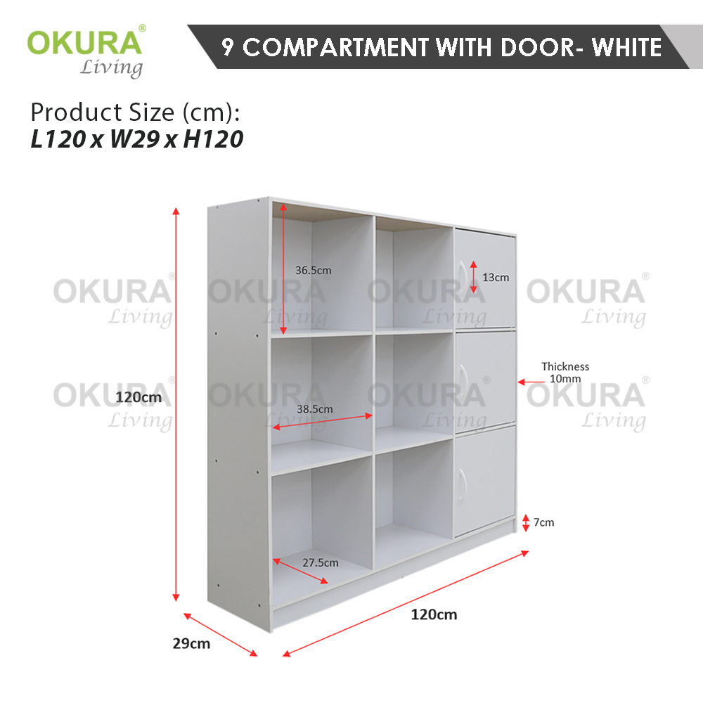 OKURA 12 Compartments Multipurpose Storage Book Shelf File Cabinet ...