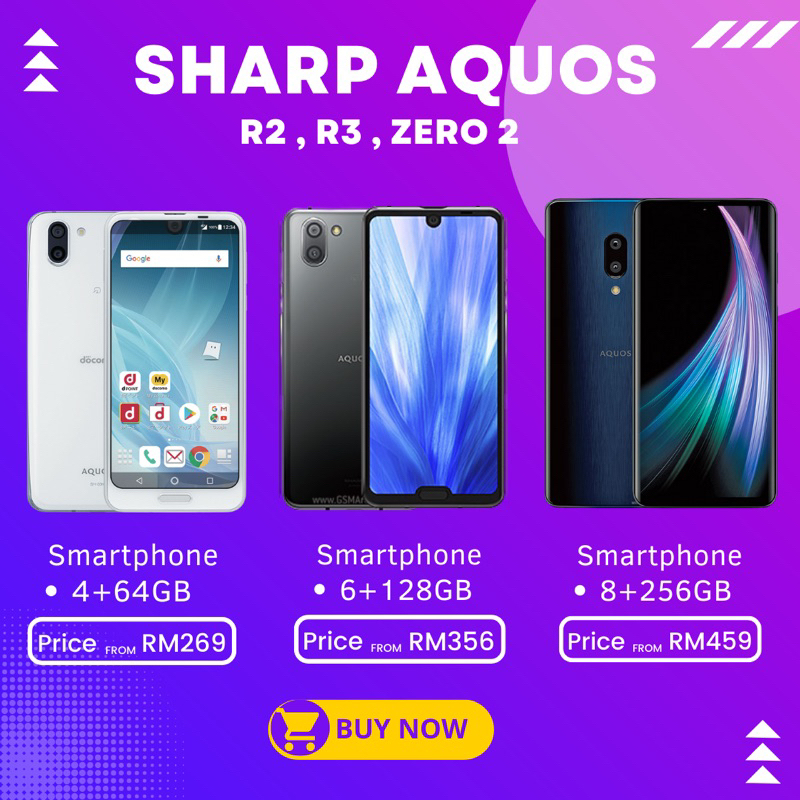 Sharp Aquos R3 & R2 & Zero 2 & Zero 6 (8+256GB) original secondhand ...