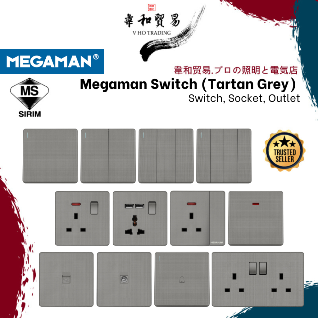 [VHO] (SIRIM) Megaman Z8 (Tartan Grey )Switch Switches Socket Outlet ...