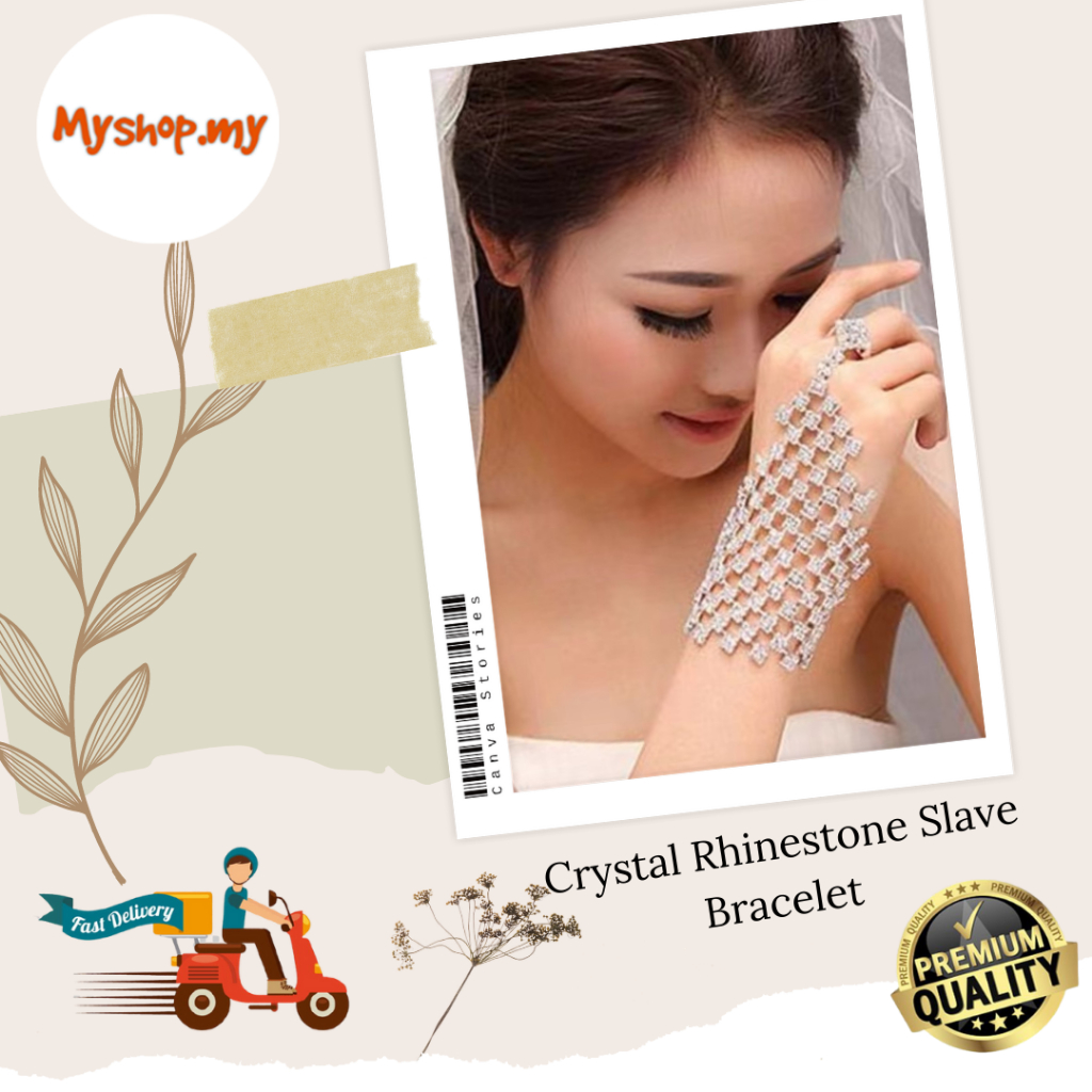 Crystal Rhinestone Slave Bracelet Wristband Harness & Ring Cuff ...