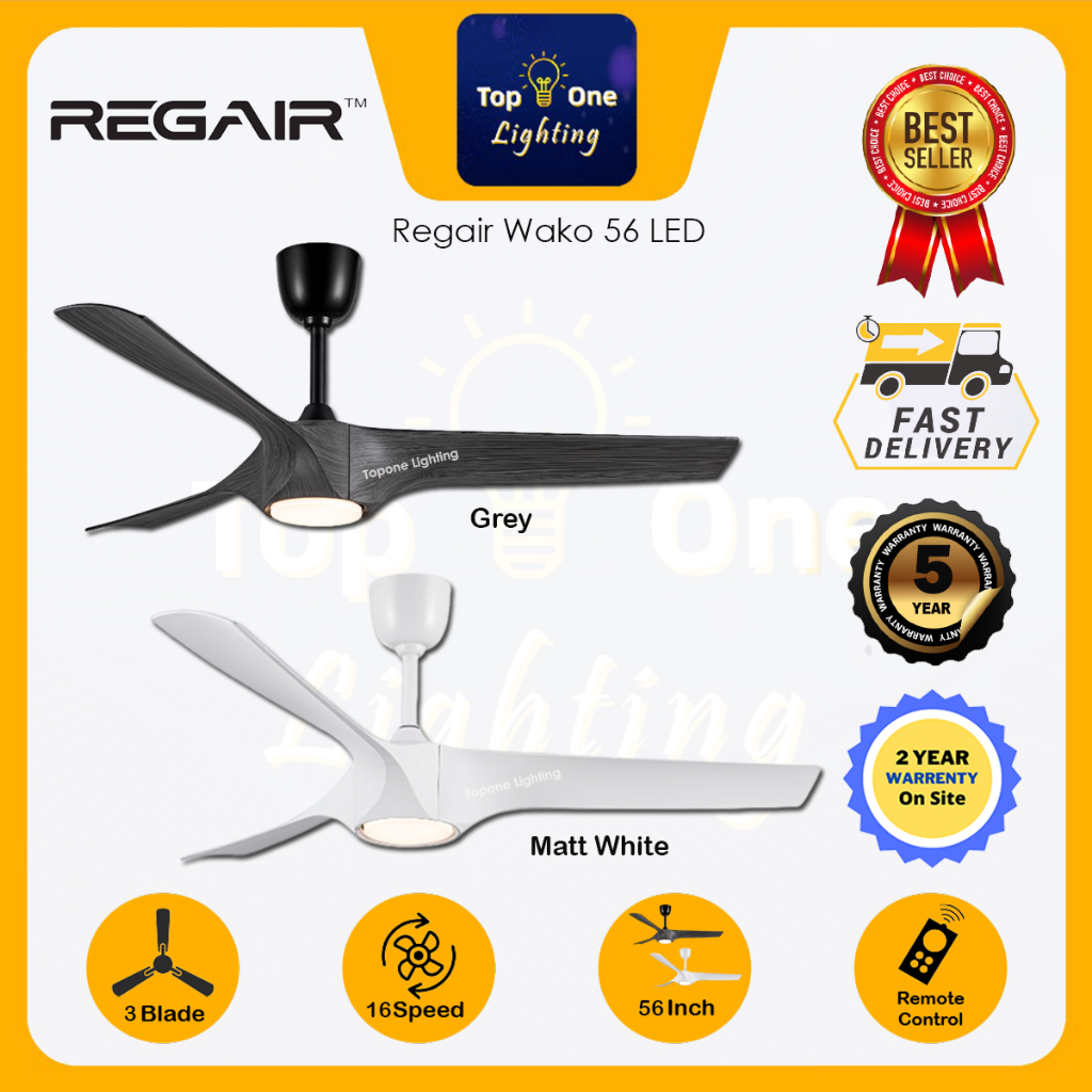 REGAIR Wako 56 LED 3B DC Motor Ceiling Fan with 3 Blades (16 Speed ...