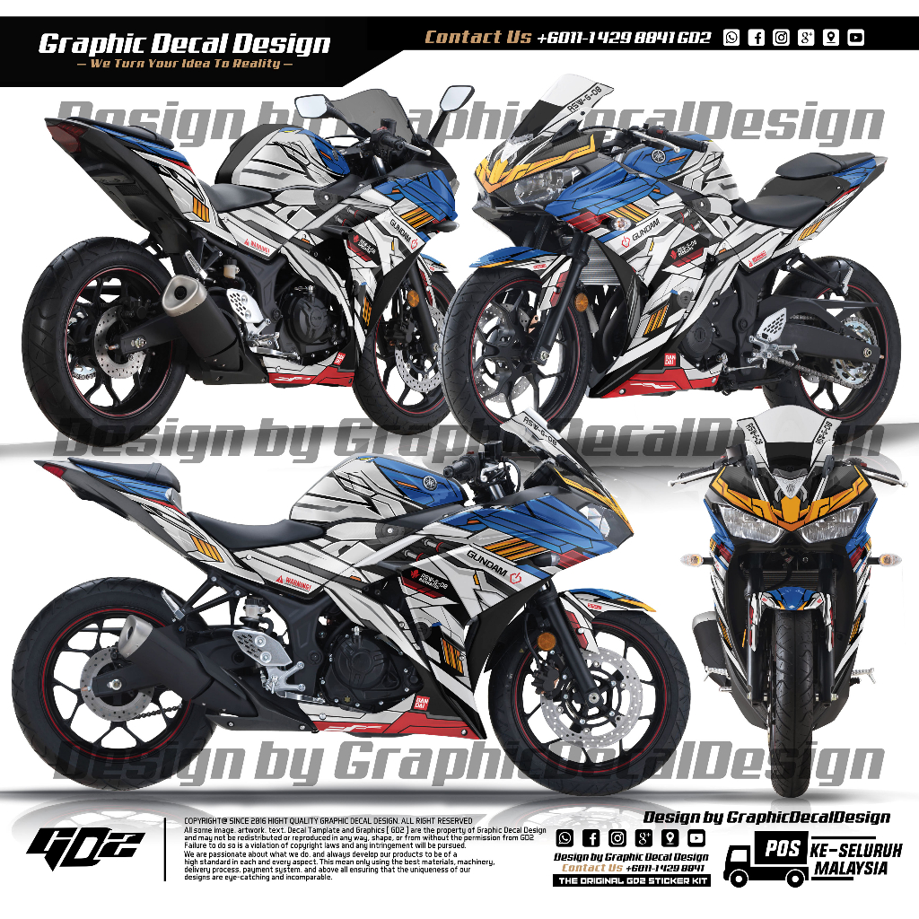 Decal Yamaha R25v1 GUNDAM SPEACIAL EDITION GD2 (full Decal) | Shopee ...