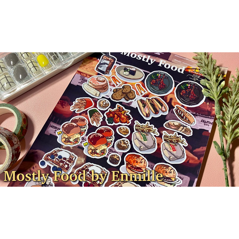 Mostly Food by Enmille Store | Food Aesthetic Sticker Journal Cute Cafe ...