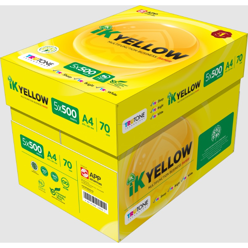 IK Yellow MultiFunction Business Paper A4 70g (5 X 70gsm X 500's ...