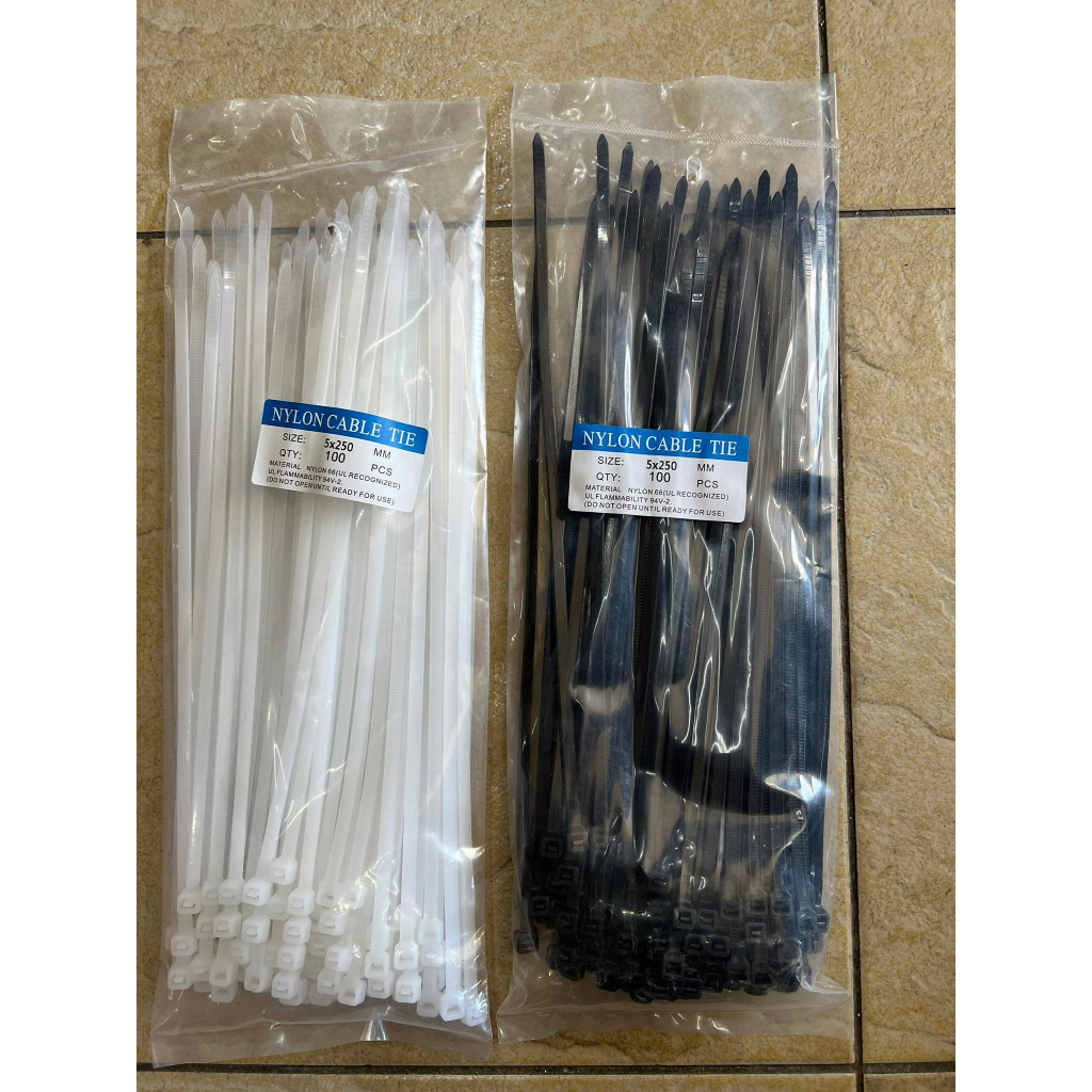 Cable Ties / Pengikat Kabel Black & White Nylon 100pcs 6"8"10"12" Multi ...