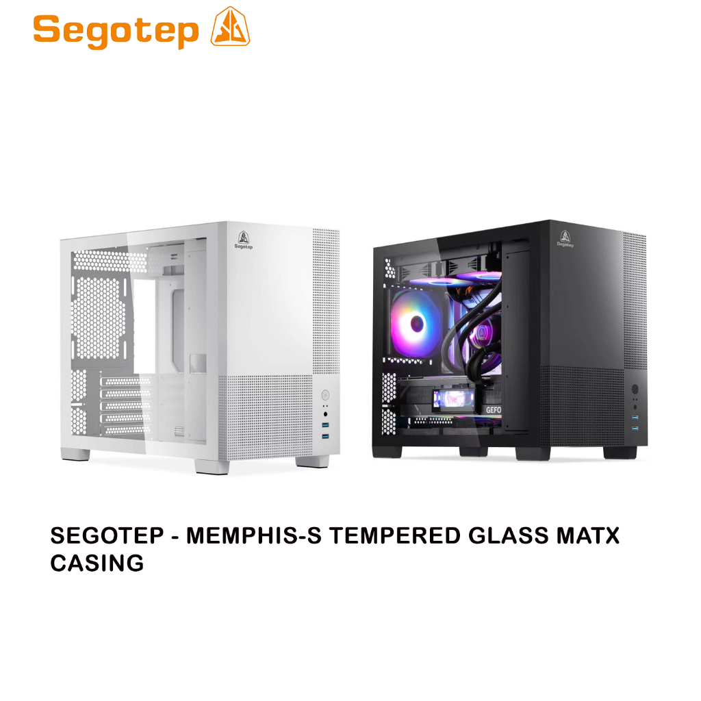 SEGOTEP MEMPHIS-S TEMPERED GLASS M-ATX CASE (BLACK / WHITE) | Shopee ...