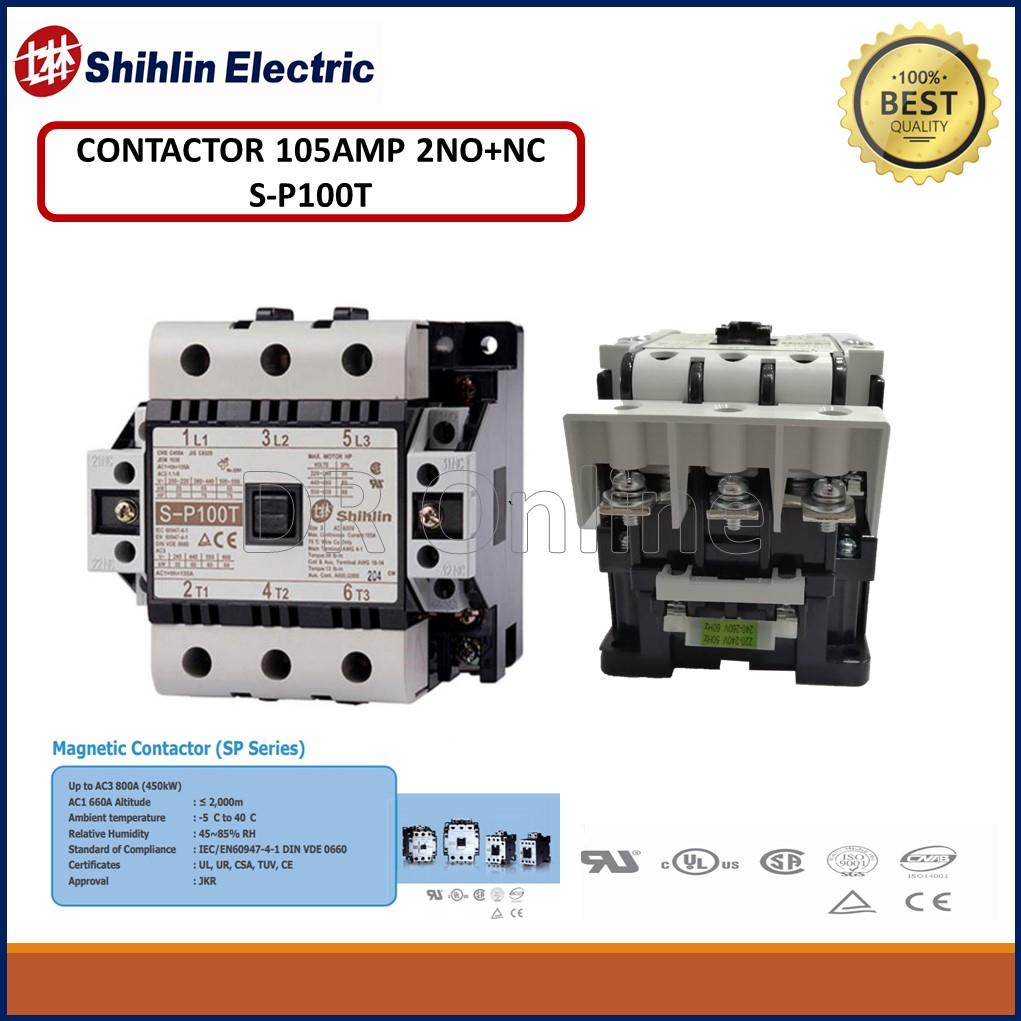 Shihlin Magnetic Contactor 100A 60KW/80HP~ 2NO+2NC ~ AC240 | Shopee ...