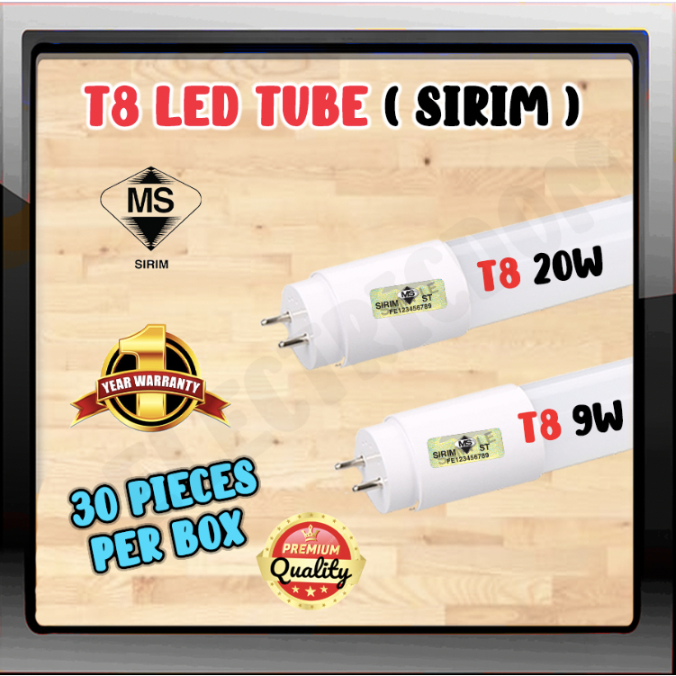 🔥SIRIM🔥( 1BOX-30PCS ) SIRIM T8 4FEET & 2FEET LED TUBE 20W & 9W [SIRIM] T8 LED TIUB KALIMANTANG ...