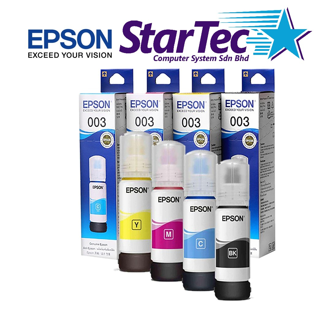 EPSON 003 T003 ORIGINAL REFIL INK BLACK CYAN MAGENTA YELLOW FOR PRINTER ...