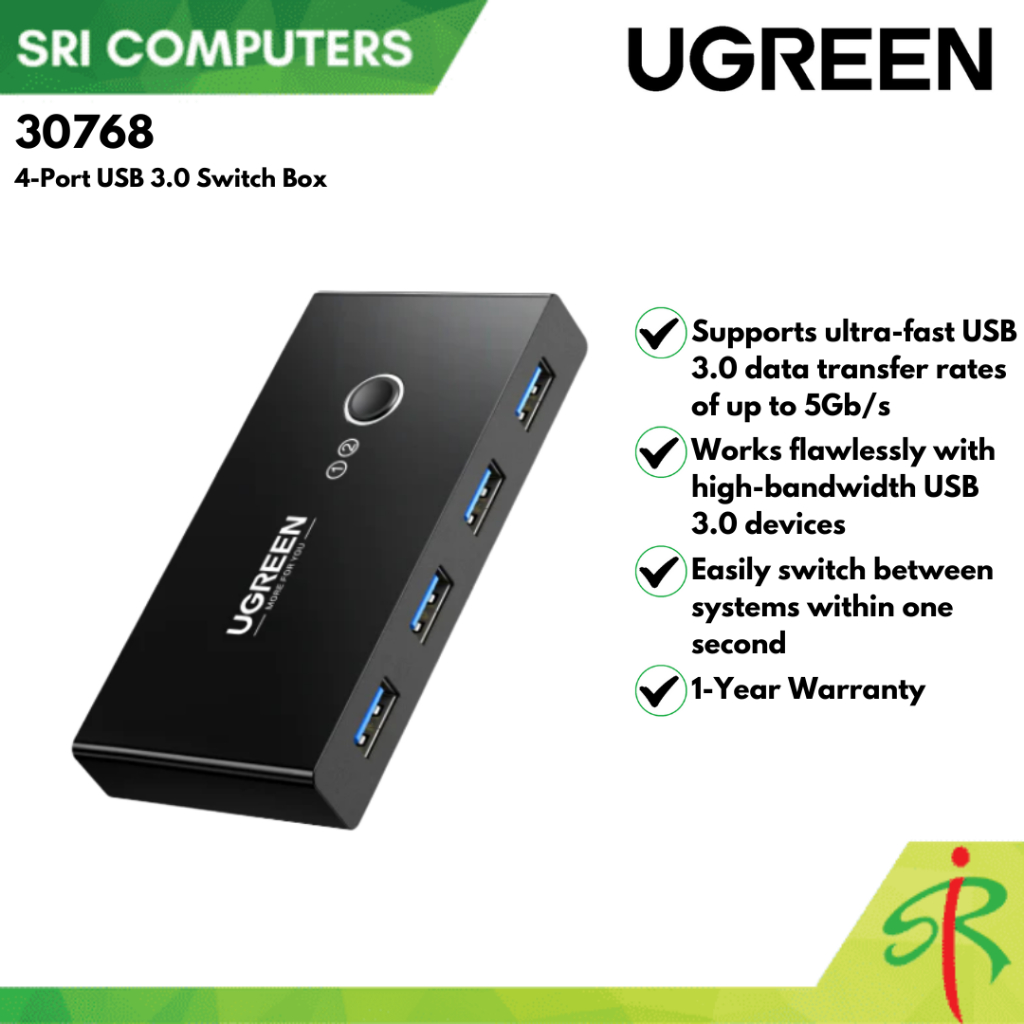 [1-YEAR WARRANTY] UGREEN 4-Port USB 3.0 Switch Box (30768) | Shopee Malaysia