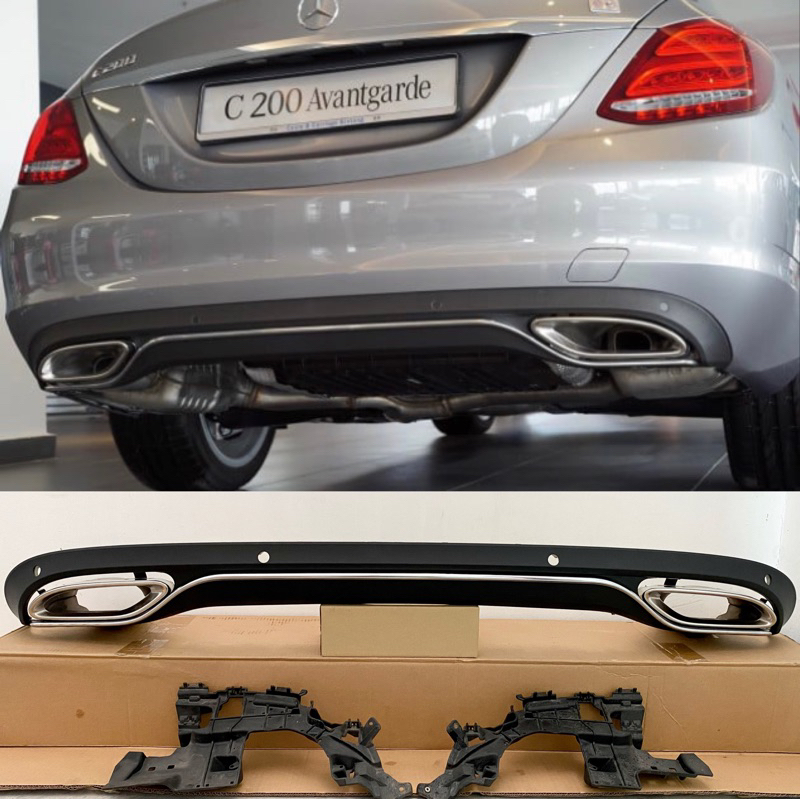 USED Original W205 C180 C200 Rear Diffuser With Exhaust & Bracket ...