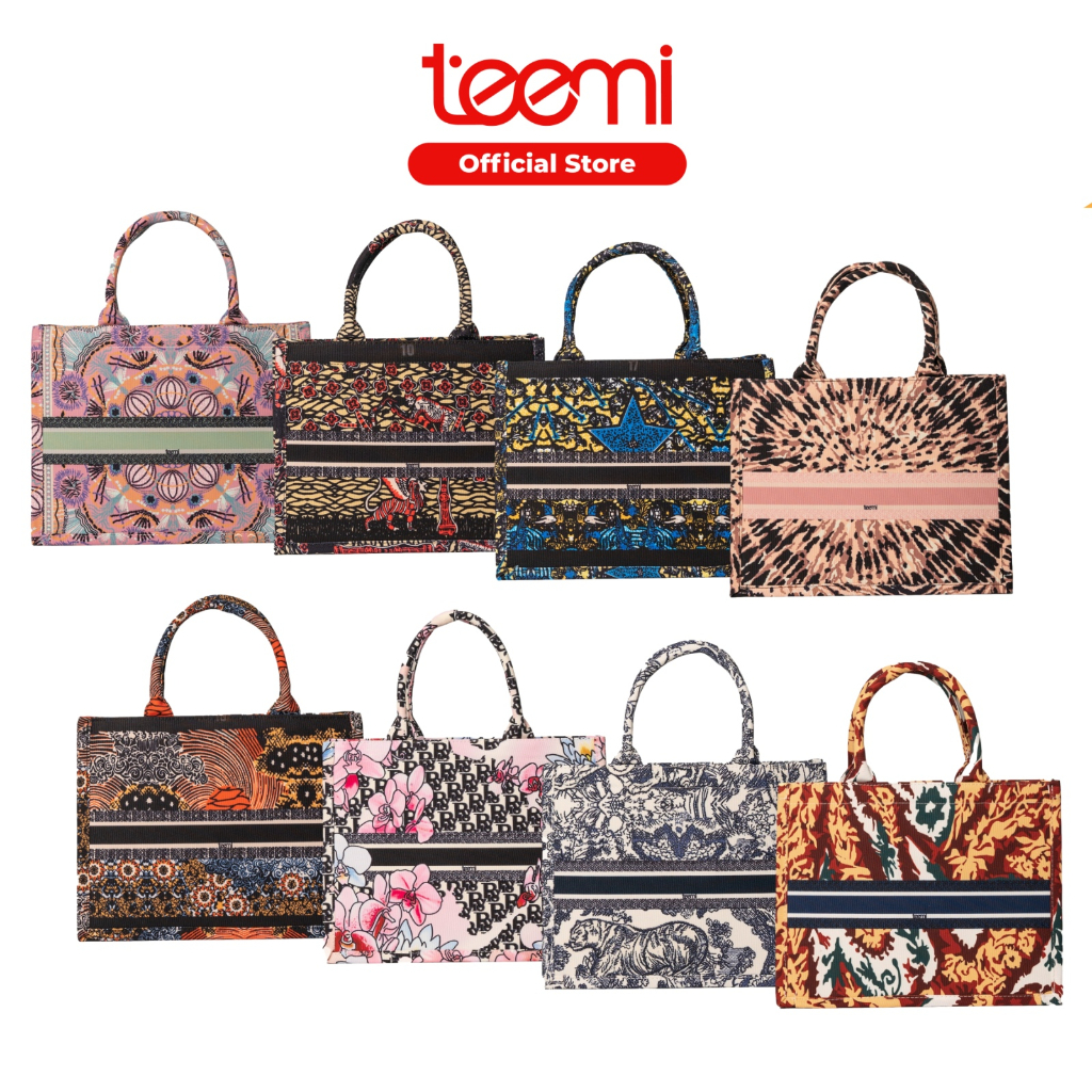 TEEMI Personalized Tote Bag Letak Nama Logo Custom Name Printing Floral ...