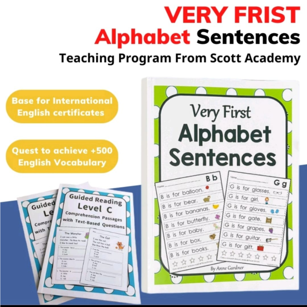 Alphabet Sentences Book Reading Exercise Workbook Kindergarten Grade 1 ...