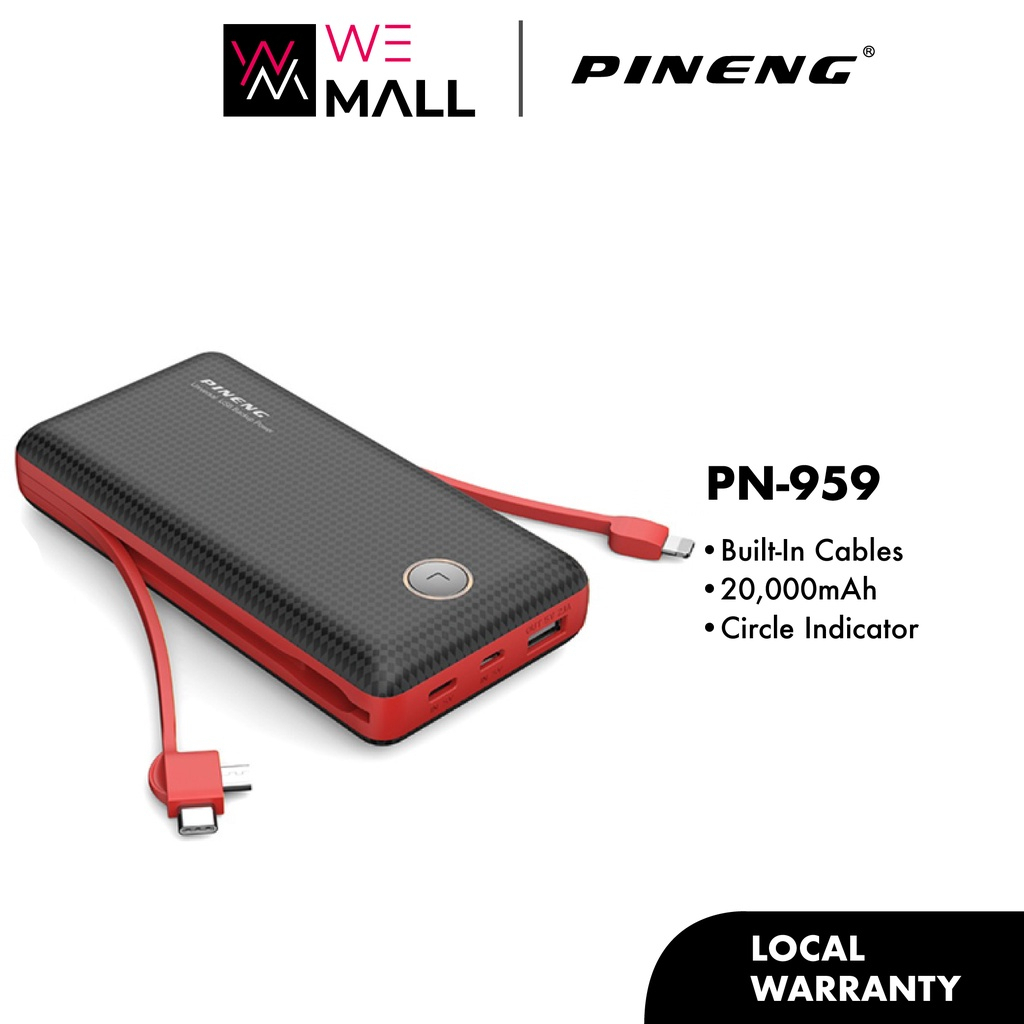 Pineng PN-959 20000mAh Builtn 2 Cable Lithium Polymer PN959 Power Bank ...