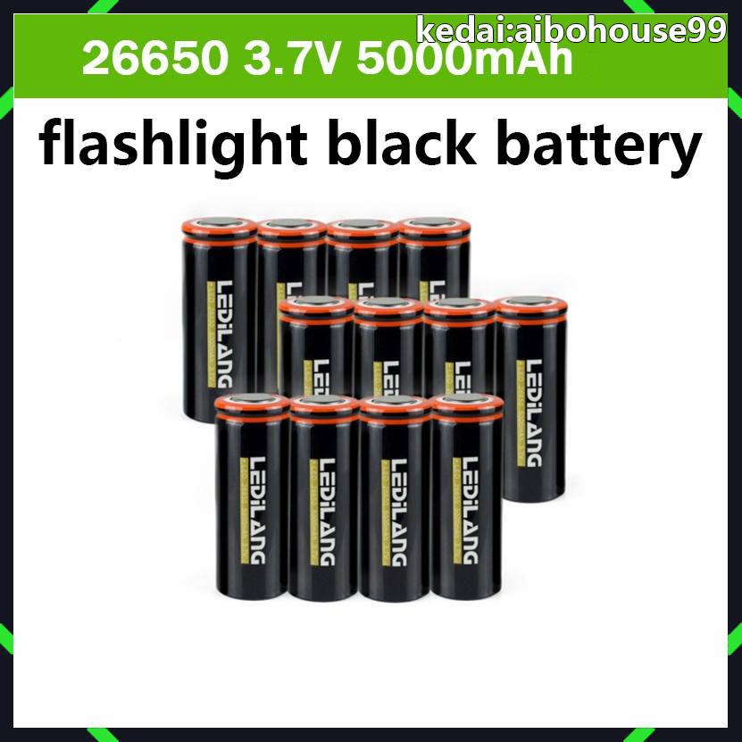 LED flashlight black battery 3.7v Li-Ion rechargeable lithium-ion ...