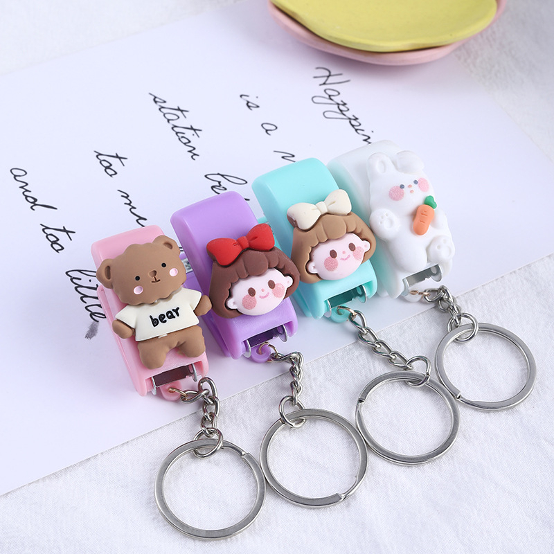 JMI Cute Cartoon Mini Stapler Keychains Student School Comel Stapler ...