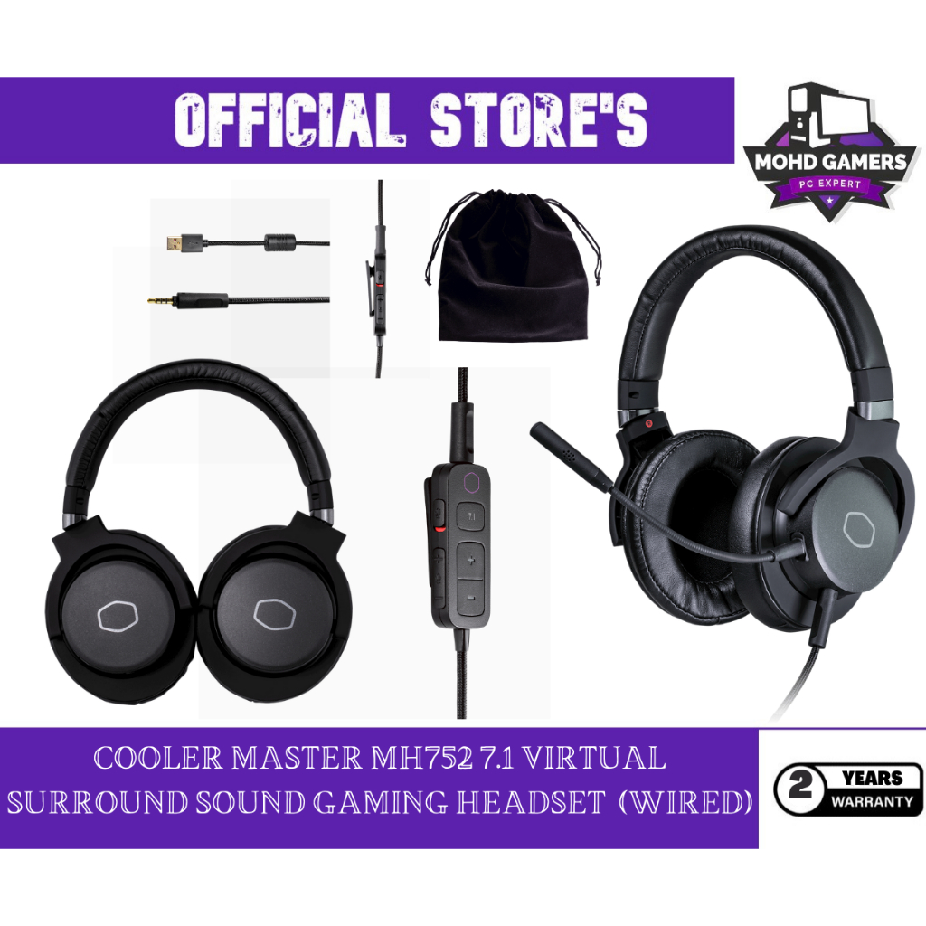 COOLER MASTER MH752 7.1 VIRTUAL SURROUND SOUND GAMING HEADSET (WIRED ...