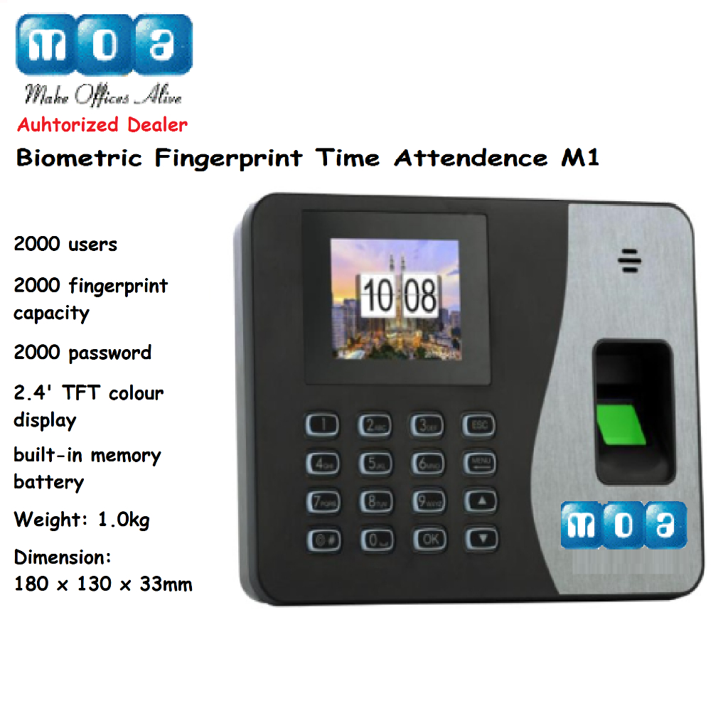 MOA M1 Fingerprint Attendance Machine Time Recorder Time Clock Punch ...