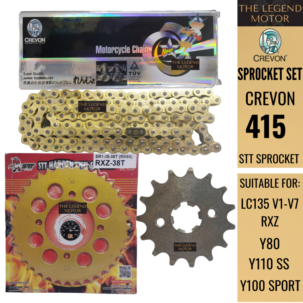 LAGENDA115 Z ZR LAGENDA 115 SRL 415 CREVON RACING CHAIN RANTAI GOLD EMAS STT SPROCKET SPOCKET ...