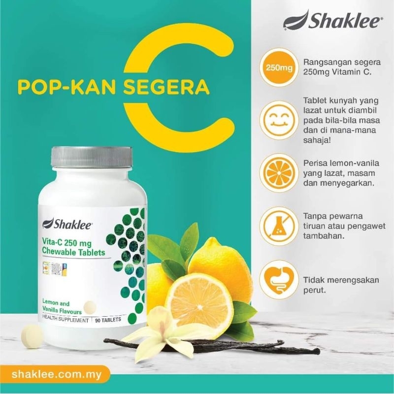 VITAMIN C CHEWABLE 250MG SHAKLEE tingkat imunisasi badan vitamin kemam ...