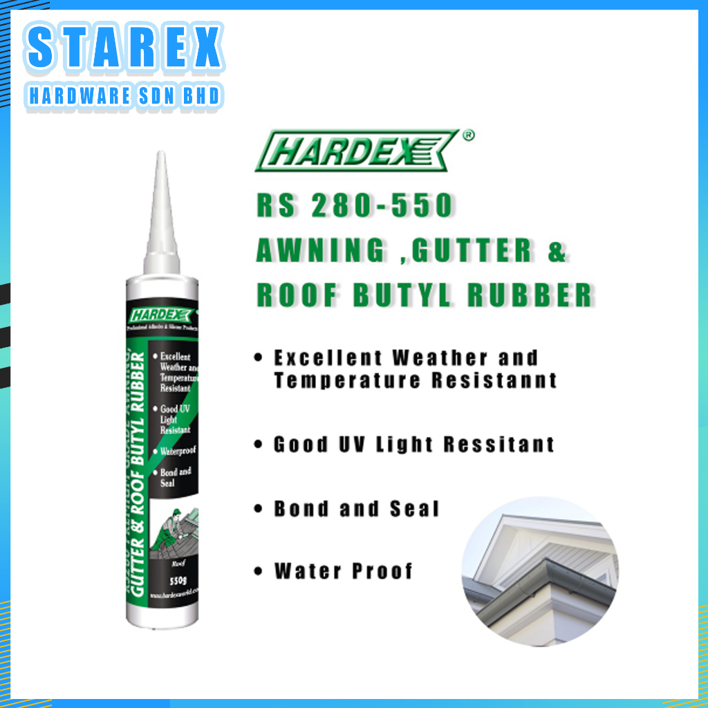 HARDEX RS 280-550G SILICONE& SEALANT AWNING, GUTTER & ROOF BUTYL RUBBER ...