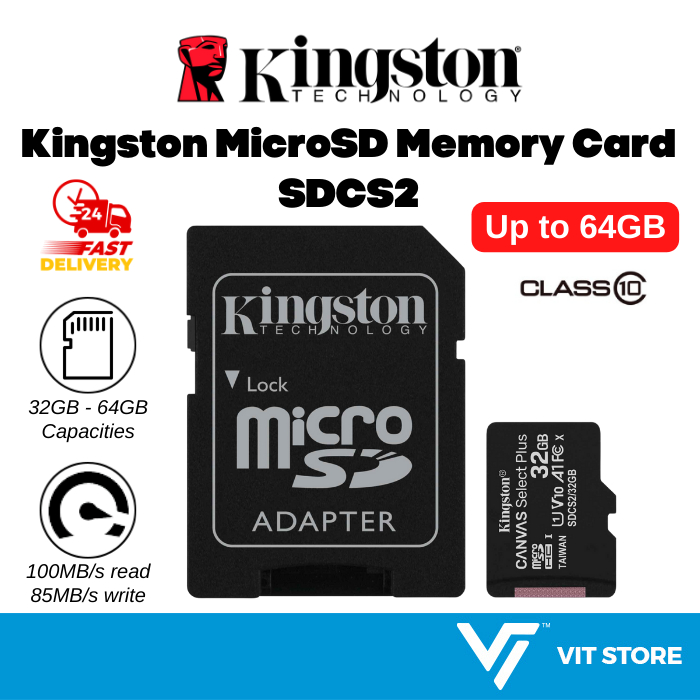 KINGSTON Micro SD Card Memory Card 100MB/s High Speed Canvas Select Plus Class 10 UHS-I SDCS2 ...