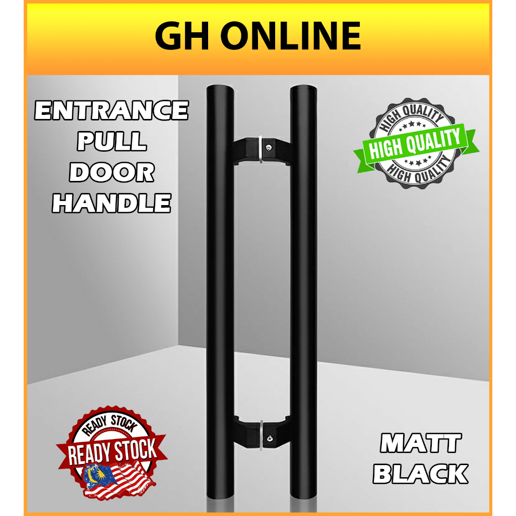 ENTRANCE HANDLE PULL PUSH HANDLE TEMPERED GLASS HANDLE MATT BLACK ...
