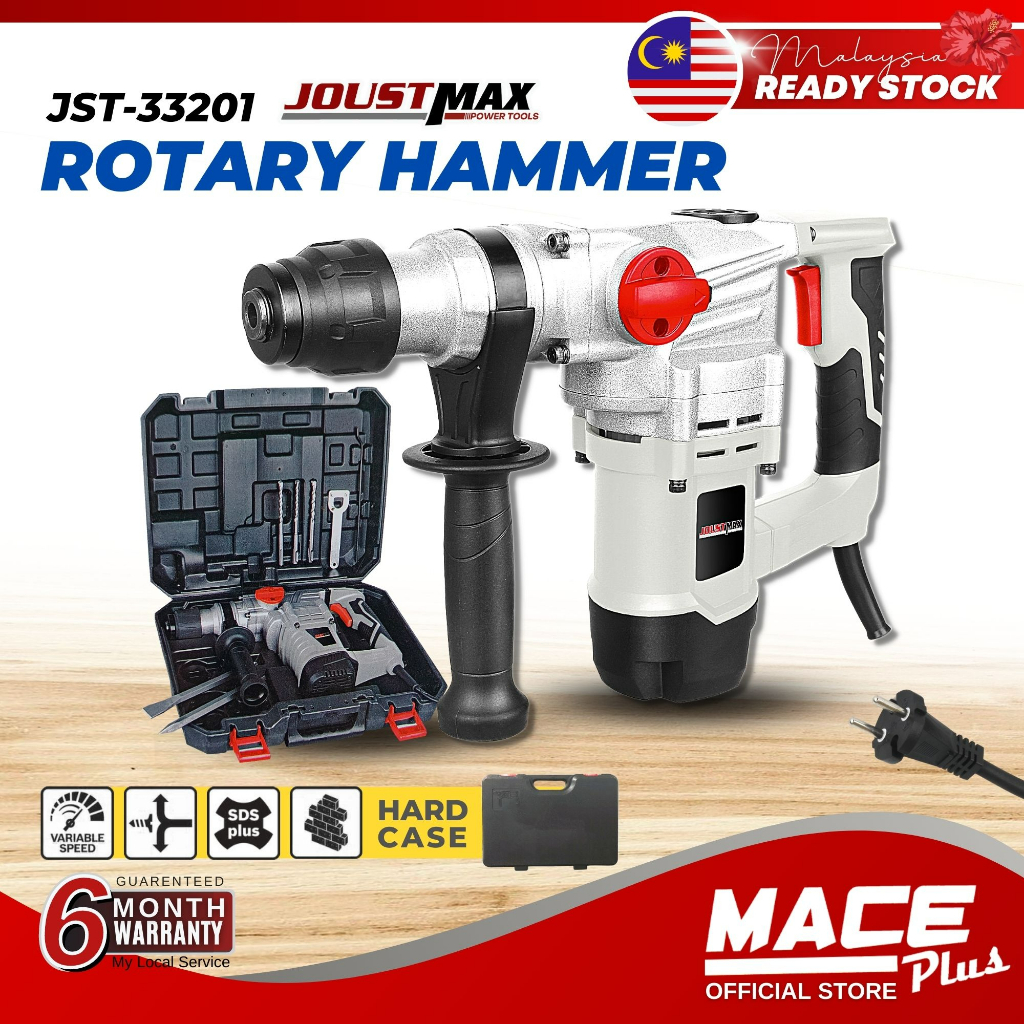 JOUSTMAX JST-33201 Rotary Hammer 1100W 32MM Impact Drill Set Impact ...