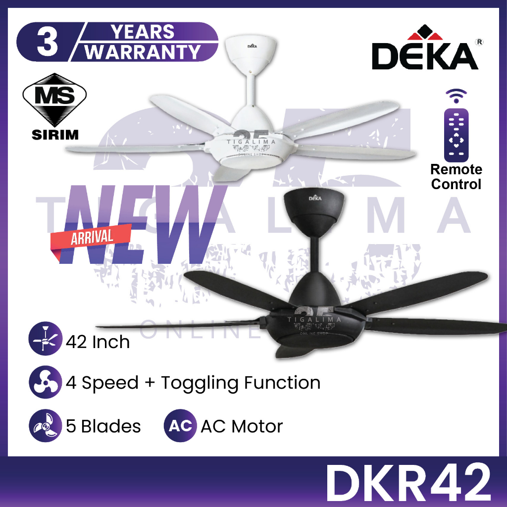 DEKA Fan DEKA DKR42 42 Inch 5 Blades 4 Speed AC Motor With Remote ...