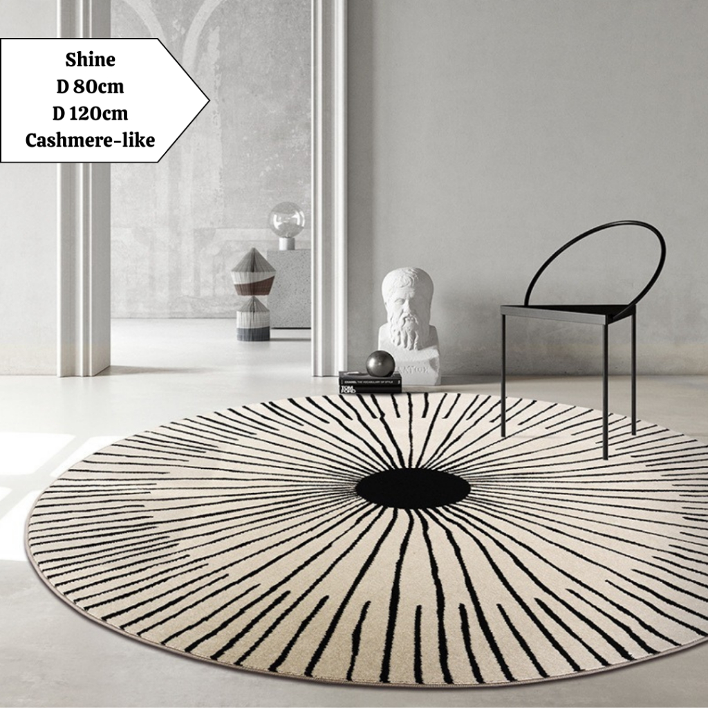 XL Size Nordic Simple White Black Round Large Soft Carpet Rug Floor Mat ...