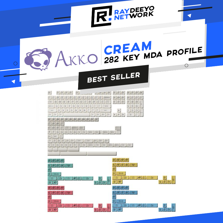Akko Cream Keycap Set [MDA Profile 282 Keys/PBT Doubleshot] | Shopee ...