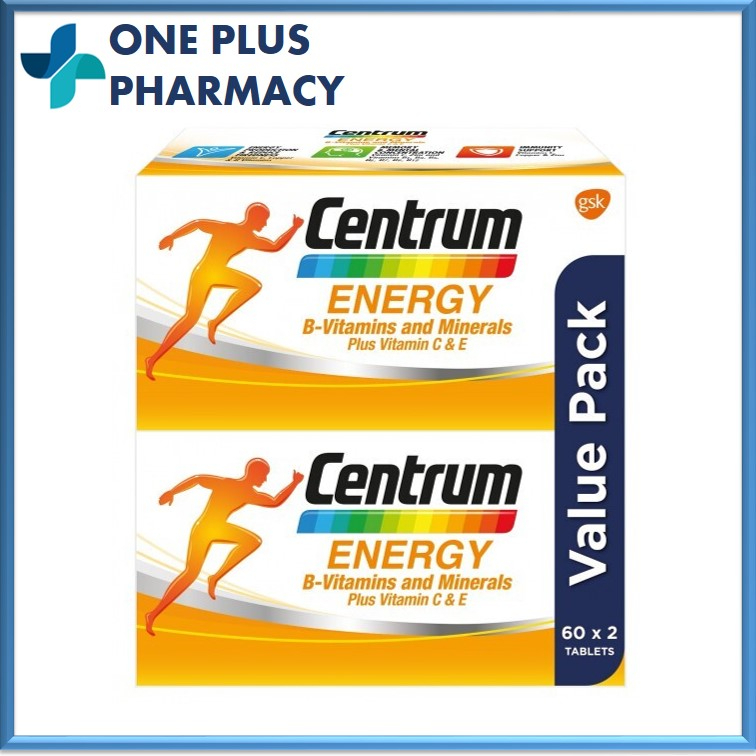 Centrum Energy B-Vitamins and Minerals Plus Vitamin C & E 60's / 2x60's ...