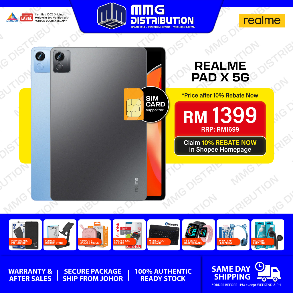 realme Pad X 5G (6GB+5GB Extd.RAM 128GB ROM) - READY STOCK 5G Tablet ...