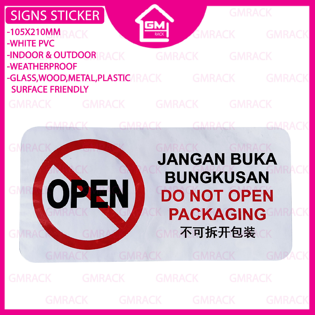 [GMRACK] STICKER SIGN BOARD NO OPEN PACKAGING WHITE PVC WEATHER PROOF ...