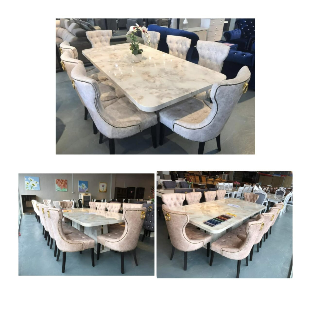 💥 Free Intsall💥 Dining Set Chesterfield Exclusive, Full Marble Table 1 ...