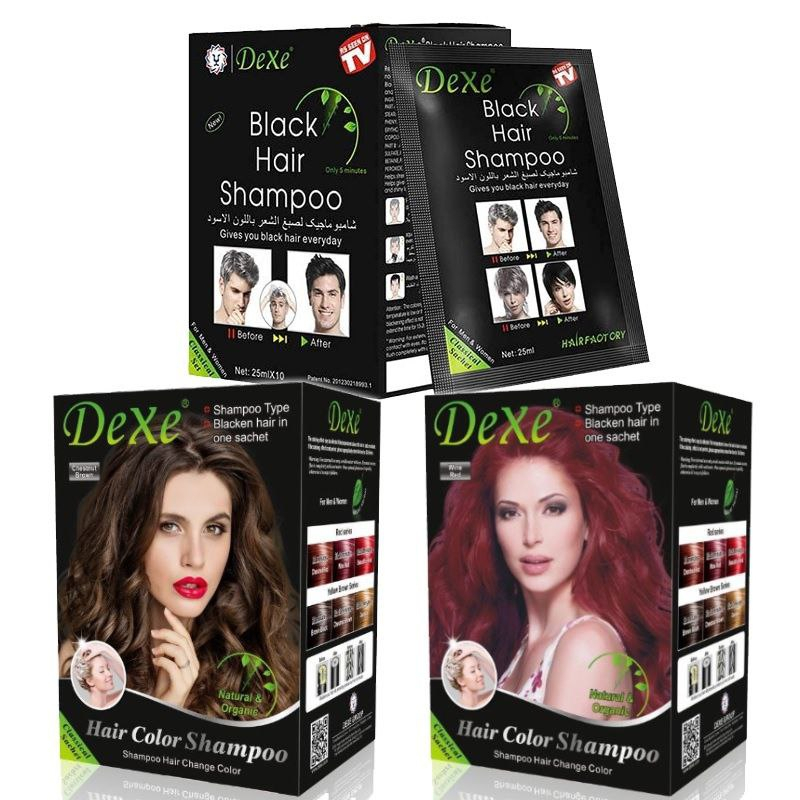 [New Color] DEXE Color Black/ Wine Red/ Chesnut Brown Hair Shampoo ...
