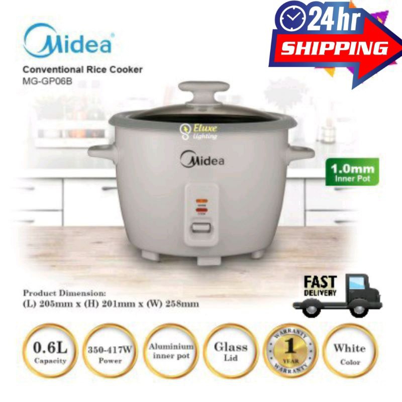 Midea Rice cooker Aluminium pot Serve 3-4 Person 0.6 Litre MG-GP06 ...