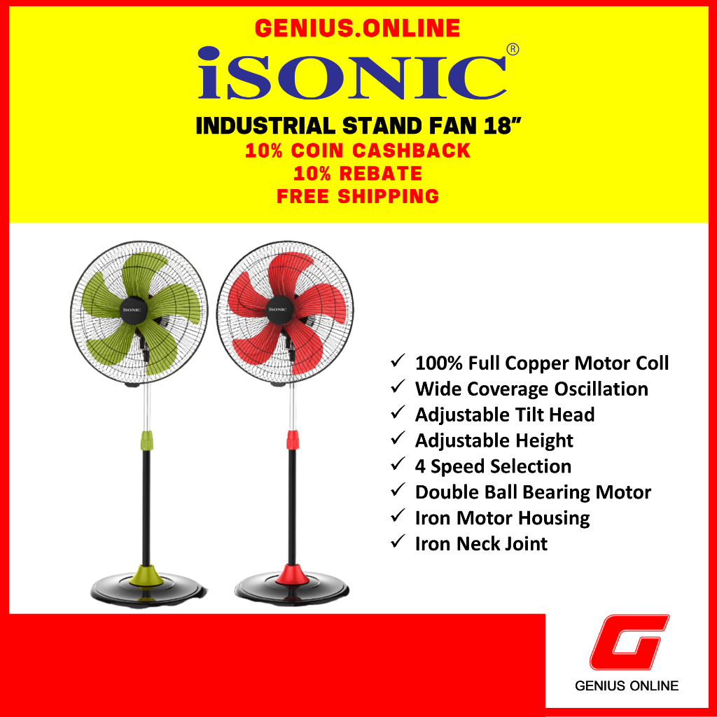 Isonic Industrial Stand Fan (18") ISF1800 | Shopee Malaysia